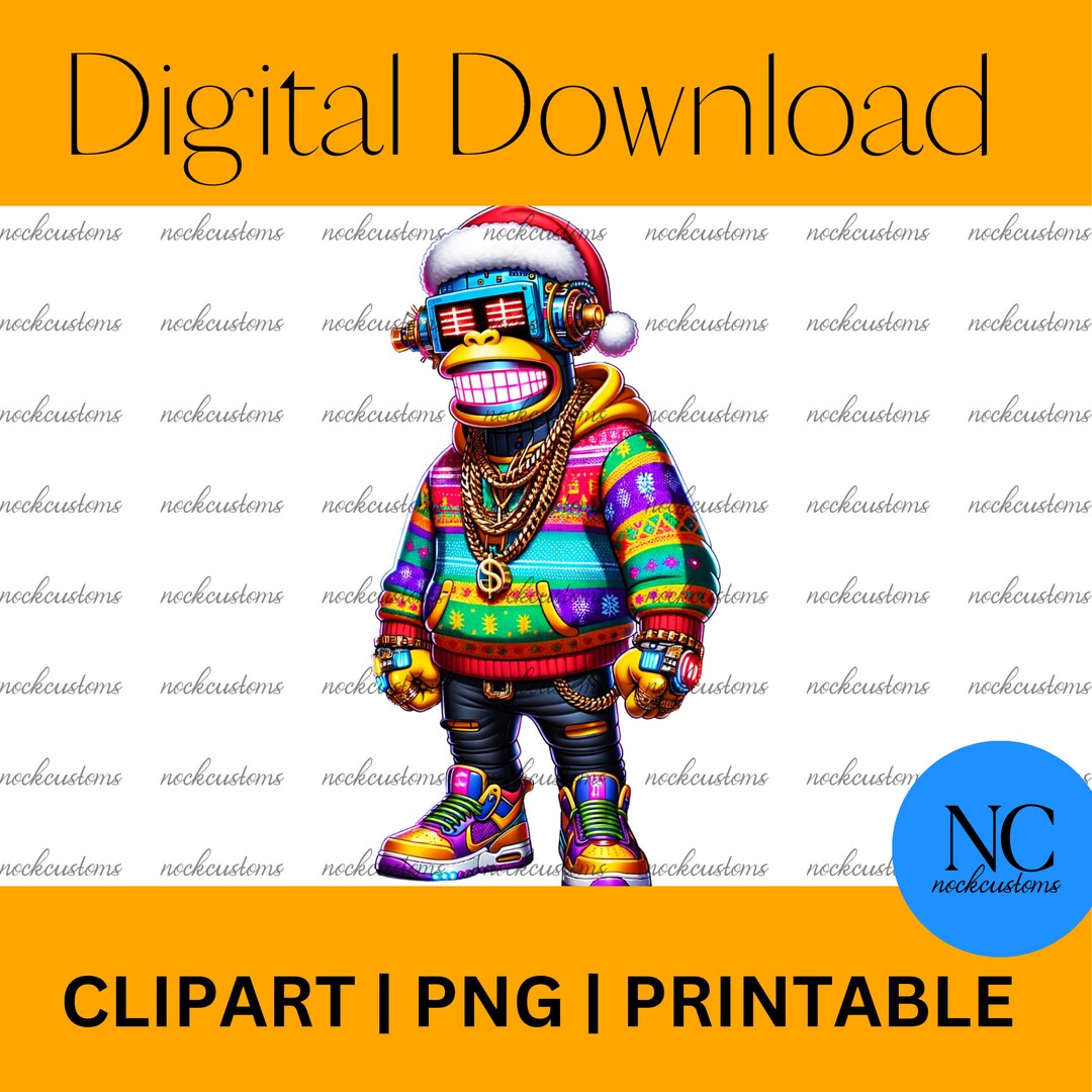 Festive Cyber Ape PNG: Simpson-inspired Sci-fi Gorilla (digital ...
