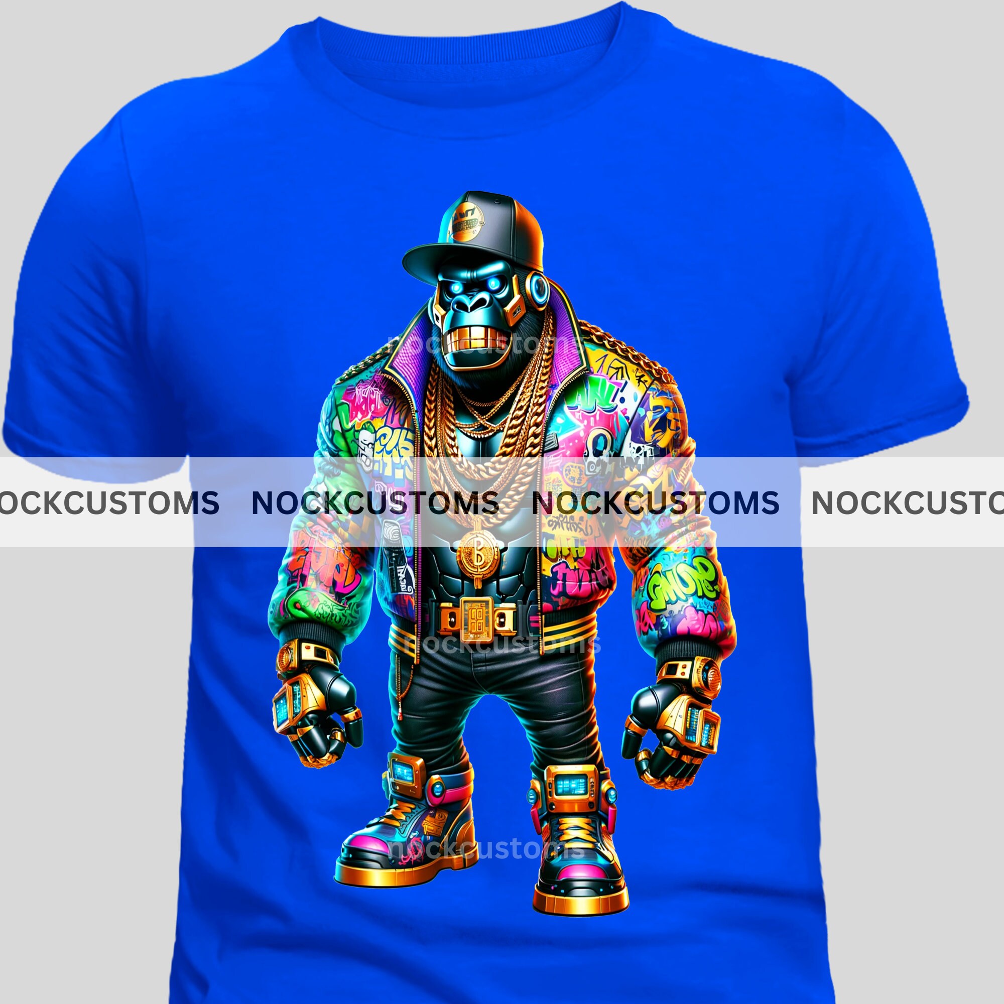 Neon Cyber Gorilla PNG: Futuristic Robot Ape Digital Art (digital ...