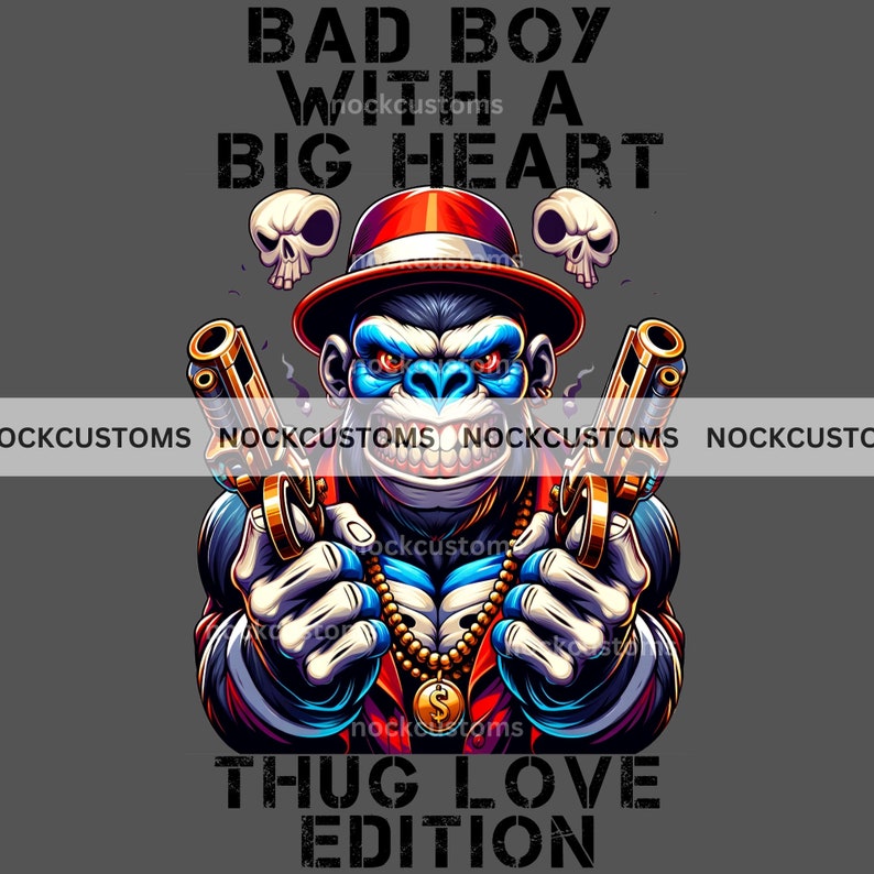 Intimidating Gorilla Gangster PNG Menacing Ape With Guns Digital Art ...