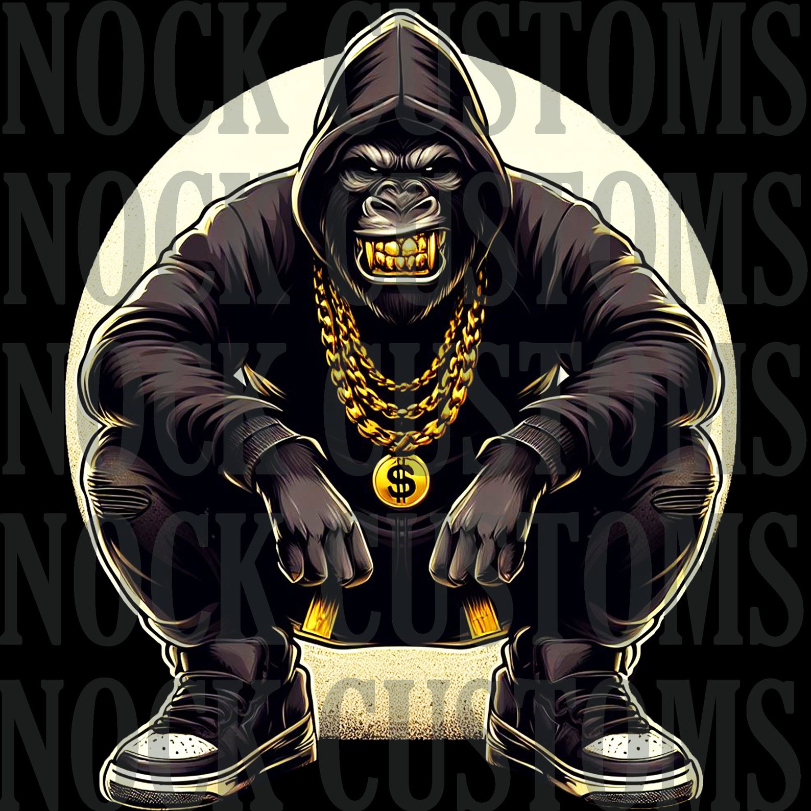 Moon Shine Gangster Gorilla Streetwise Charm T-shirt Design: Animated ...
