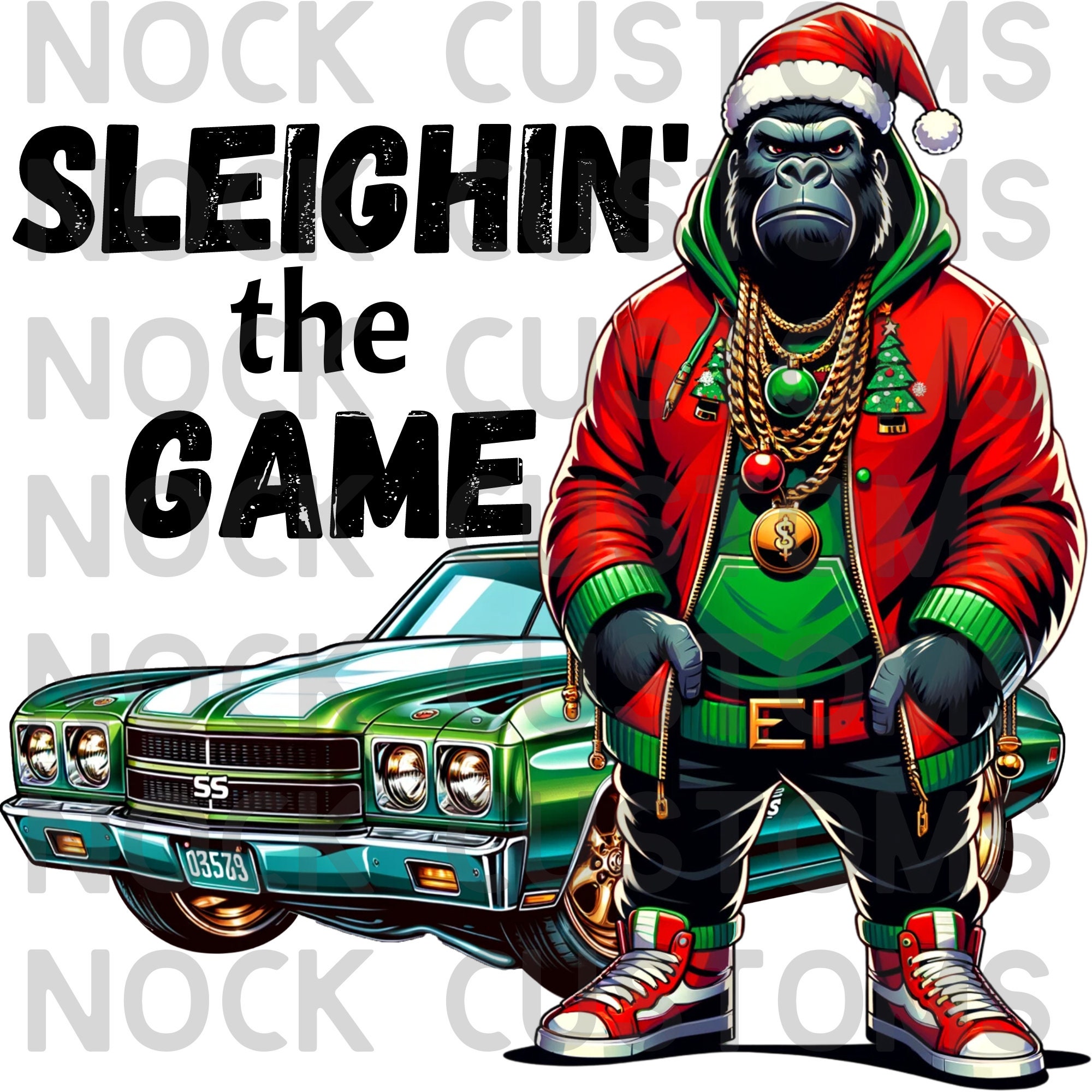 Sleighin the Game T-shirt Design: Animated Urban Gorilla With Hoodie ...