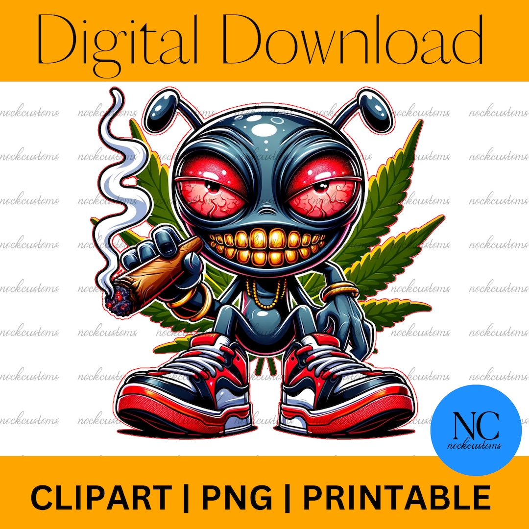 Hip-hop Alien With Sneakers Digital Art PNG, Stoner - Etsy