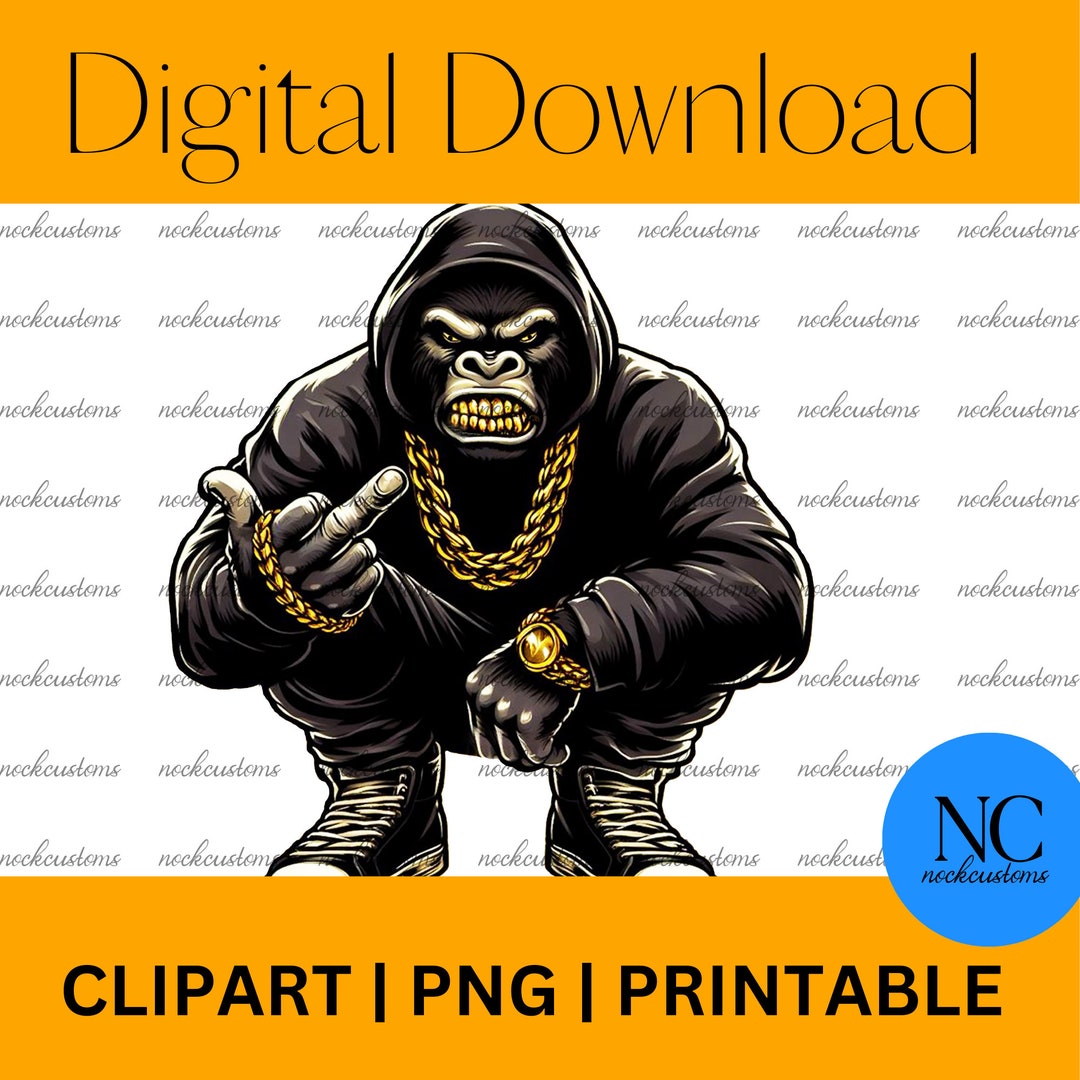 Gangsta Rilla - Middle Finger Majesty T-shirt Design: Urban Gorilla ...