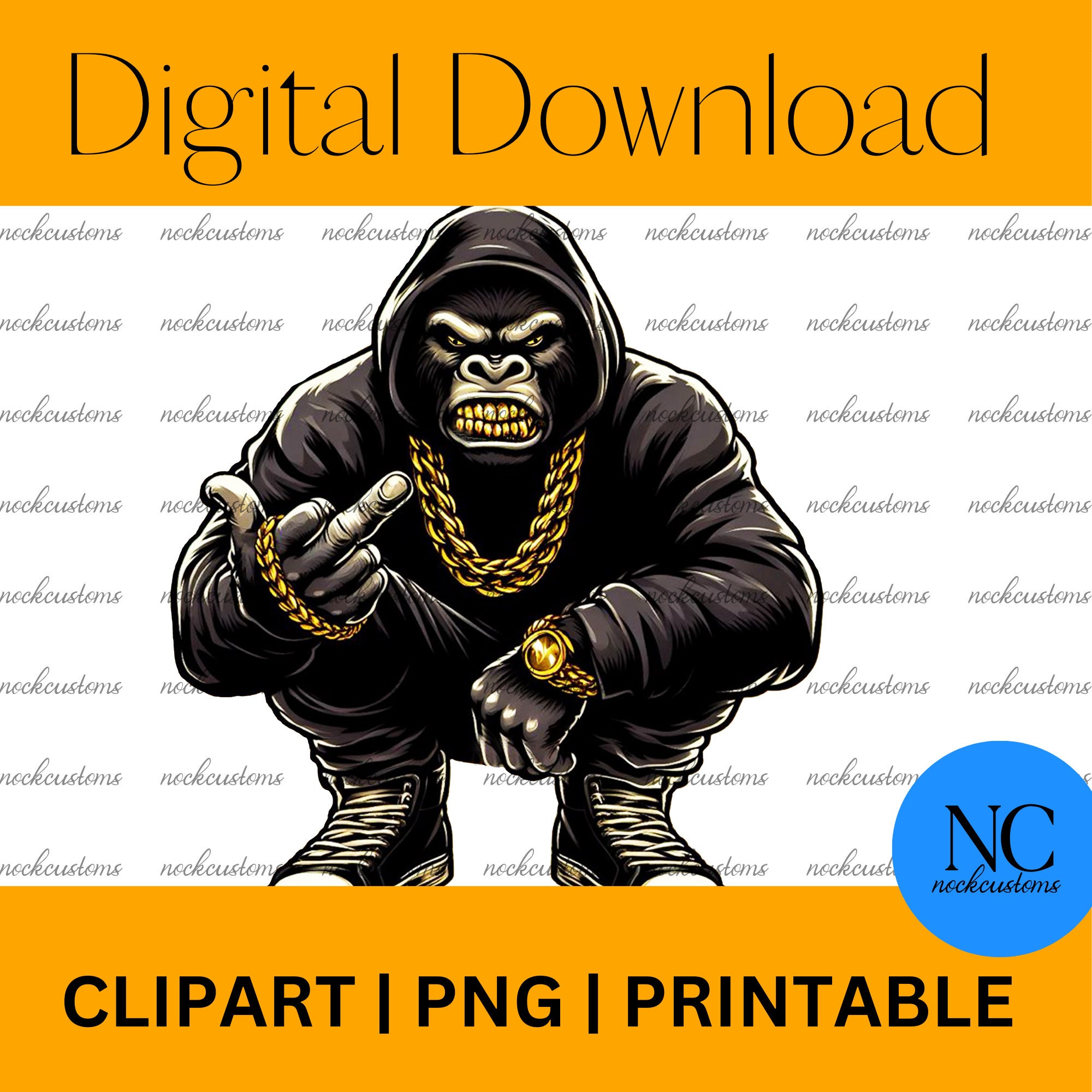 Gangsta Rilla - Middle Finger Majesty T-shirt Design: Urban Gorilla ...