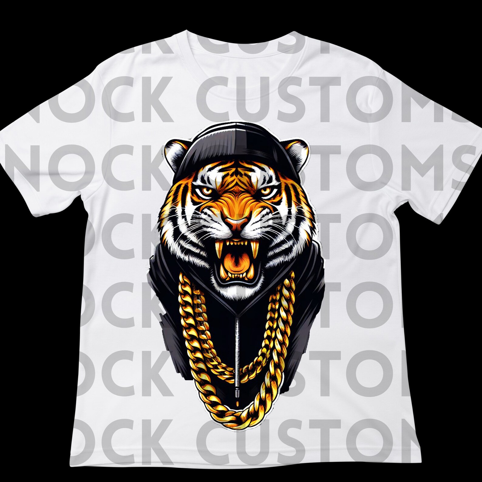 Streetwise Tiger Charm T-shirt Design: Animated Urban Tiger With Hoodie ...