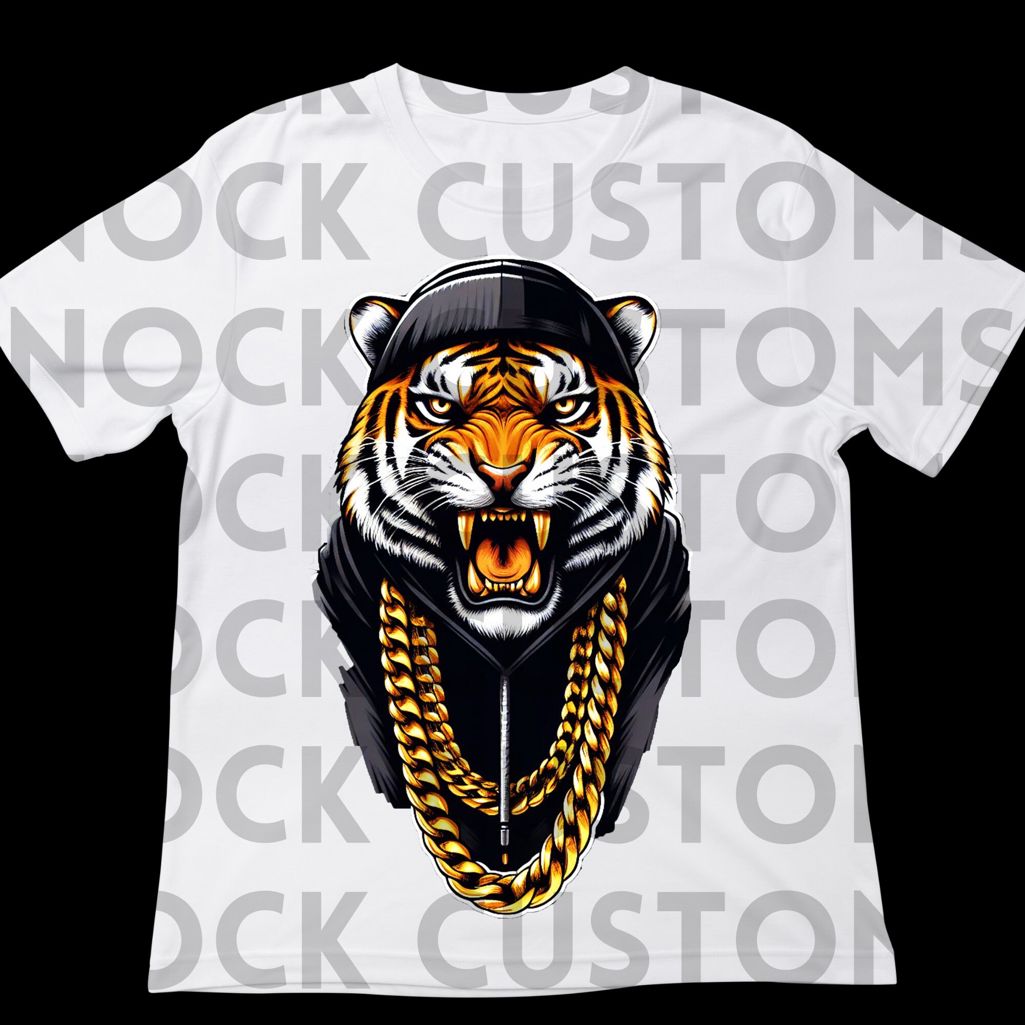 Streetwise Tiger Charm T-shirt Design: Animated Urban Tiger With Hoodie ...