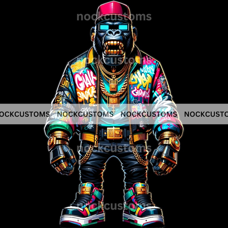 Digital Warrior Gorilla Art Futuristic Silverback Robot Illustration ...