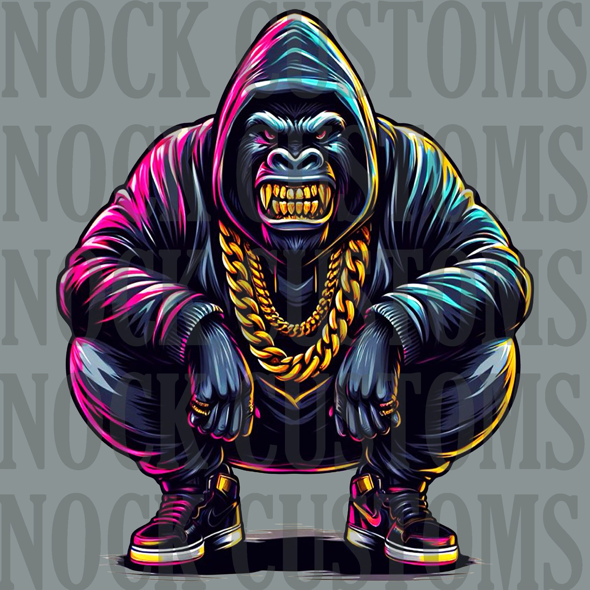 Gold Fangs & Street Swag - the Primate Rebel T-shirt Design: Animated ...