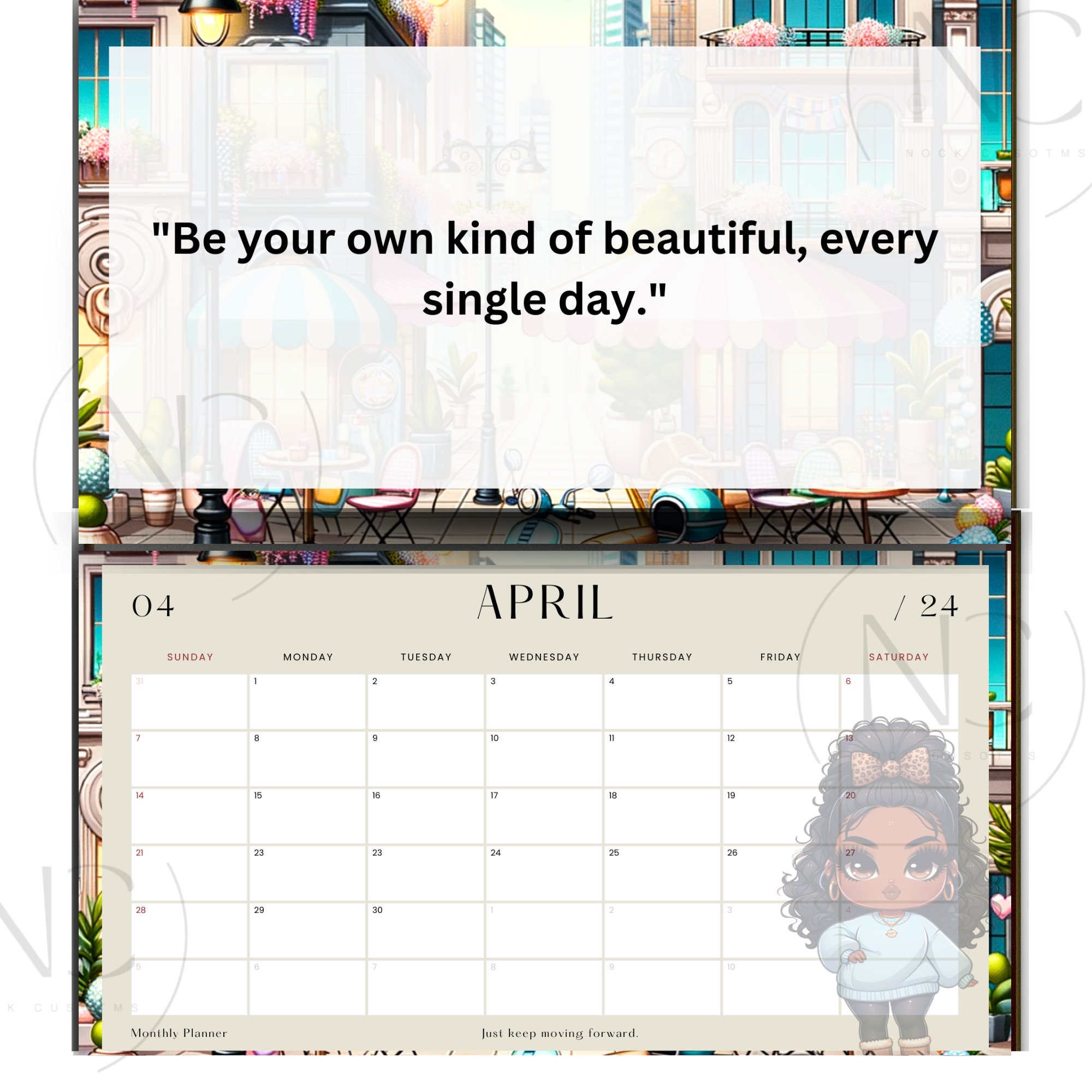 Fun, Curvy, and Fabulously Chibi Monthly Planner: 2024 Calendar - Etsy