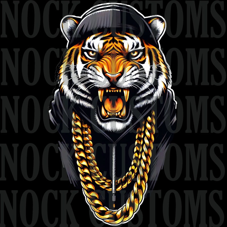 Streetwise Tiger Charm T-shirt Design: Animated Urban Tiger With Hoodie ...