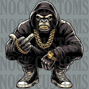 Gangsta Rilla - Middle Finger Majesty T-shirt Design: Urban Gorilla ...