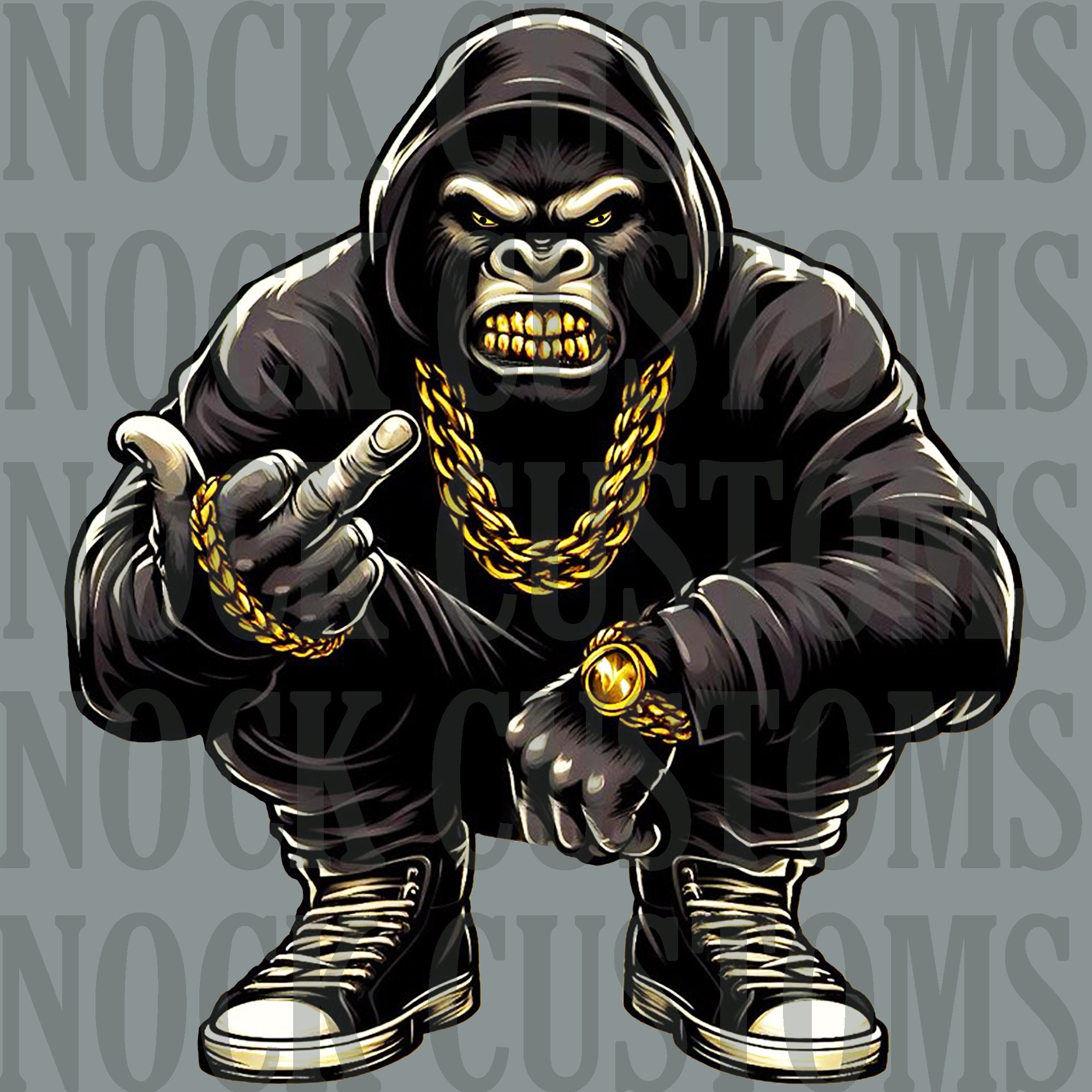 Gangsta Rilla - Middle Finger Majesty T-shirt Design: Urban Gorilla ...