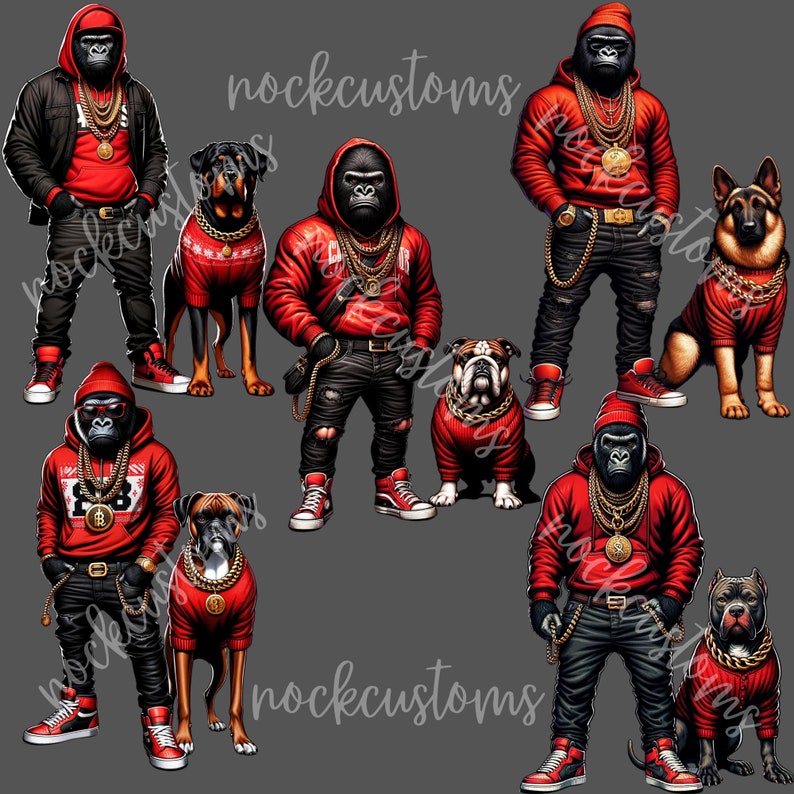 Urban Chic Animal Bundle - 10 Digital Prints, Street Style Dogs and ...