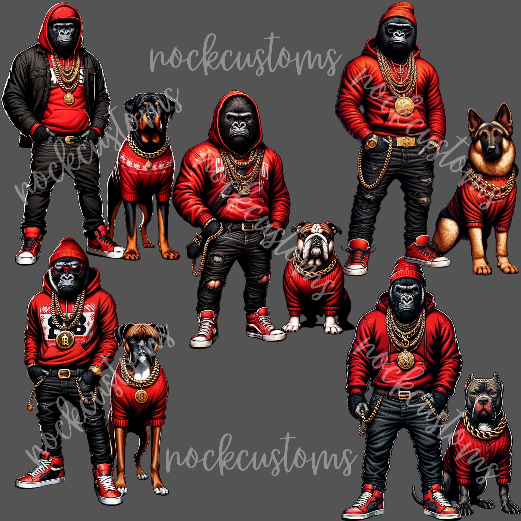 Urban Chic Animal Bundle - 10 Digital Prints, Street Style Dogs and ...