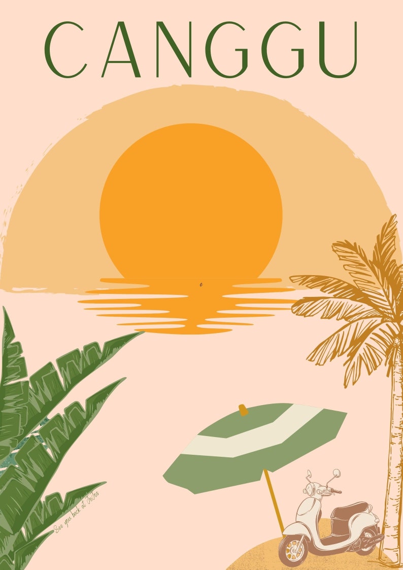 Bali Travel Poster Original Design Artwork Art Deco Printable Large ...