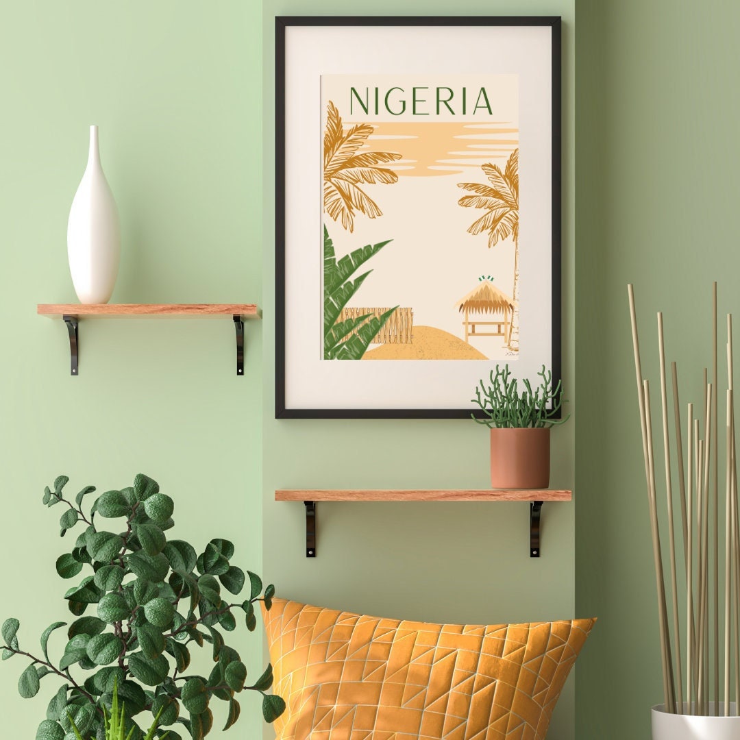 Nigeria, Africa Travel Poster Original Design Artwork Palm Tree, Art ...