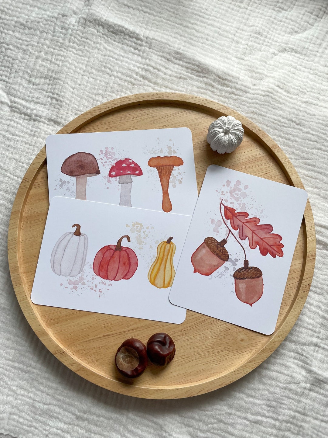 Autumn Card Set Set of 3 Autumnal Postcard Watercolor Postcard Set ...