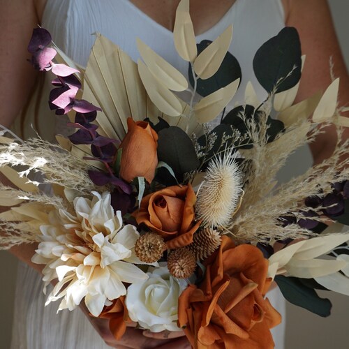Boho Wedding Flowers Fall Wedding Bridal Bouquet Terracotta - Etsy