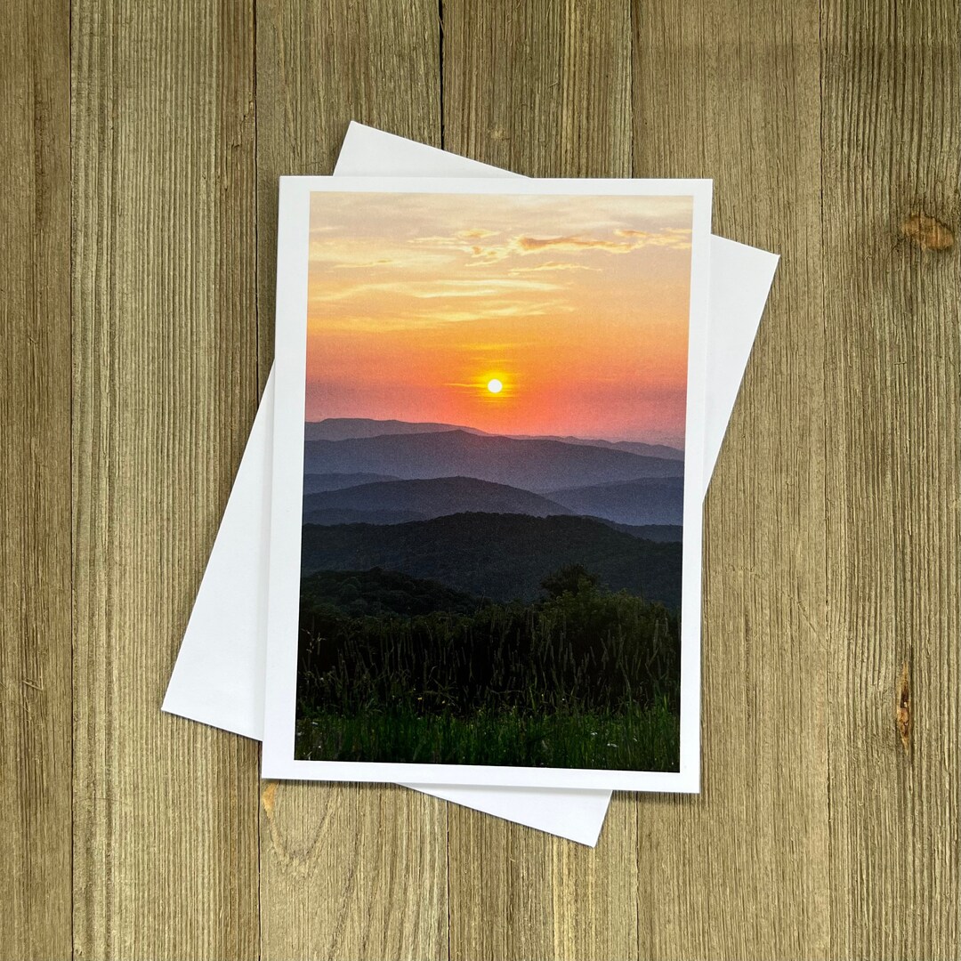 Max Patch Sunset Vertical Card | Blank Notecard + Envelope | Blue Ridge ...