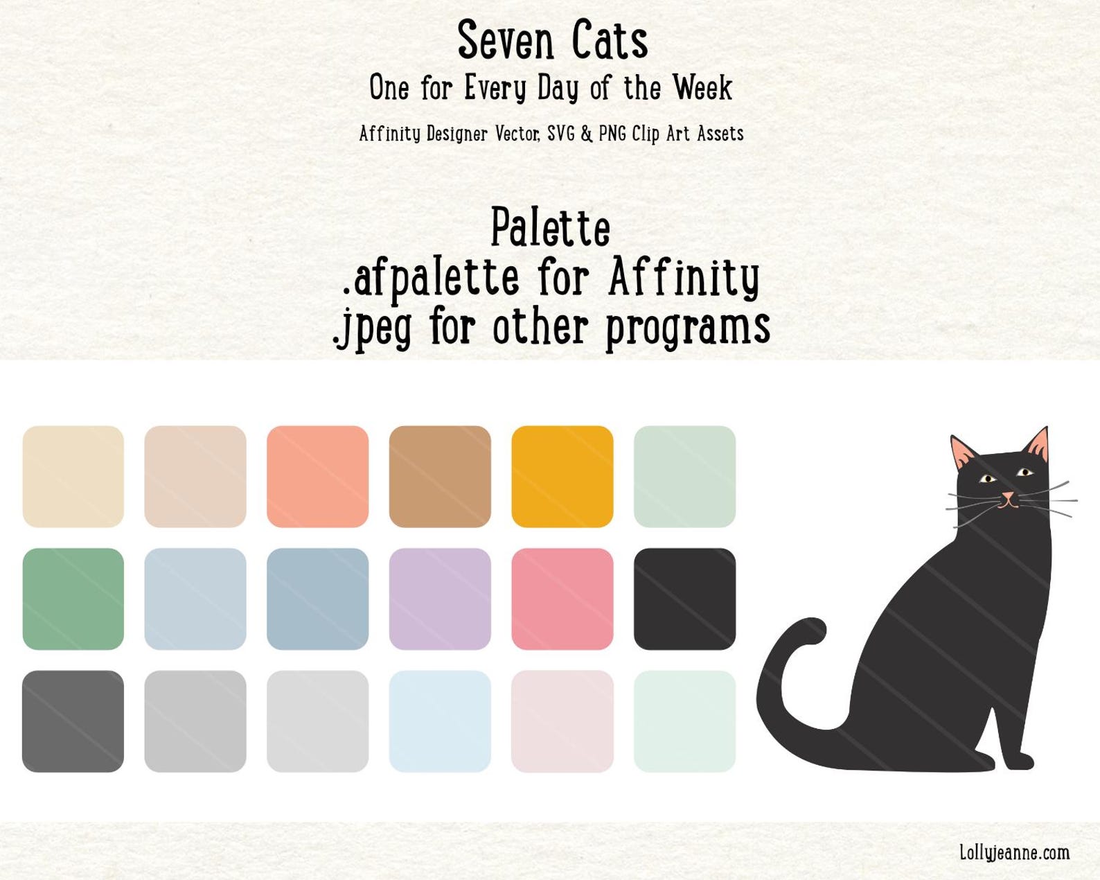 Seven Cats Clip Art Set Affinity Designer Vector, SVG Vector & PNG - Etsy