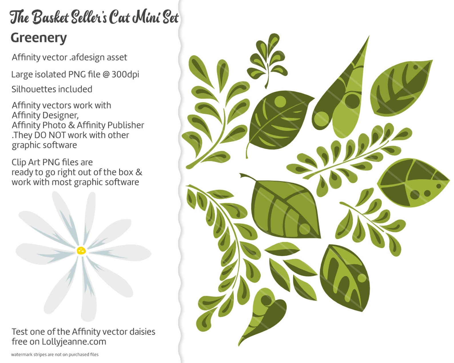 Greenery Flora Leaves Affinity Designer Vector and PNG Assets - Etsy