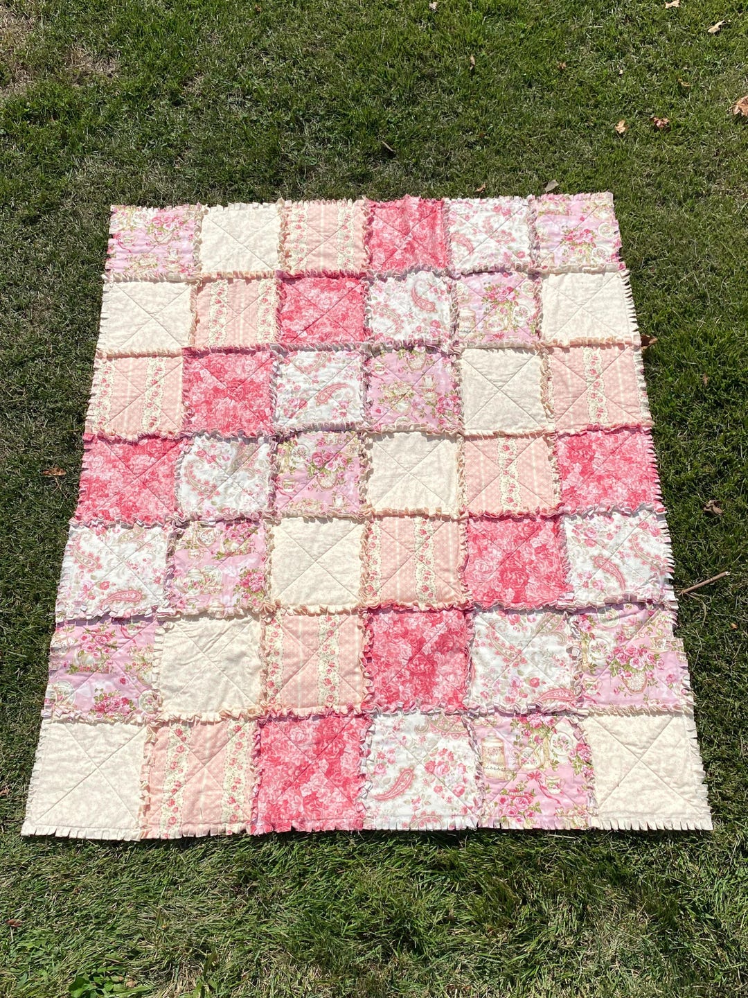 Handmade Pretty in Pink Rag Quilt - Etsy