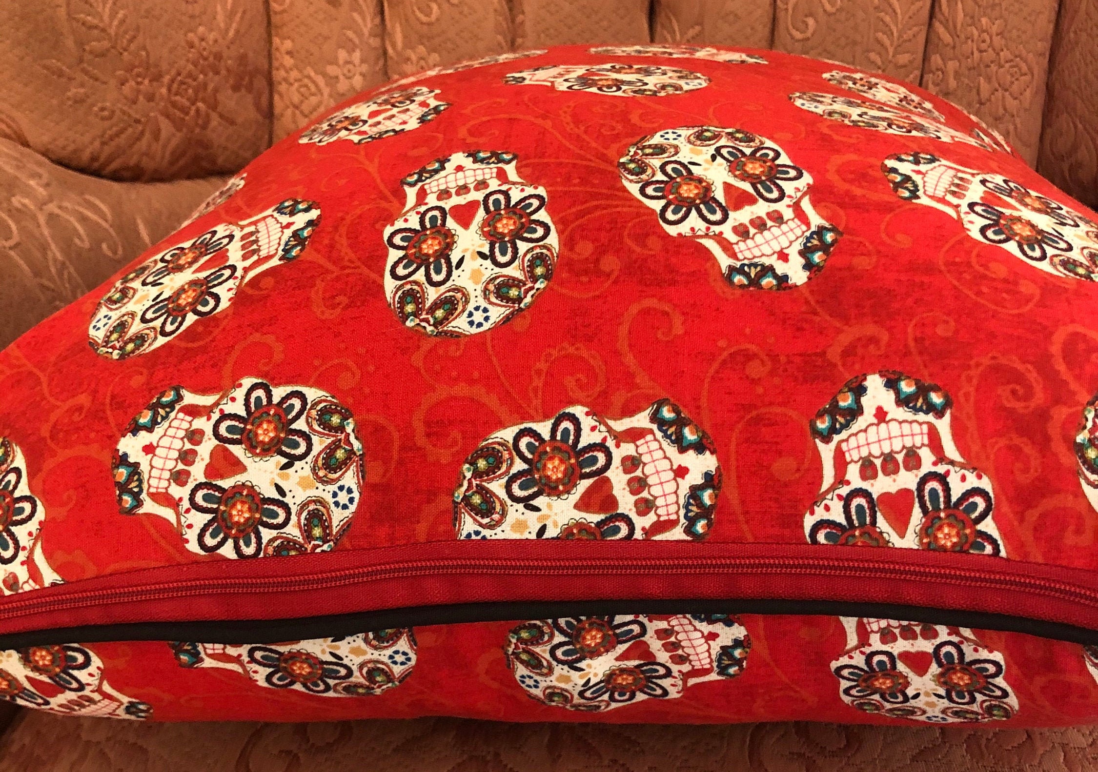 Day of the Dead skull pillow Red - Etsy.de