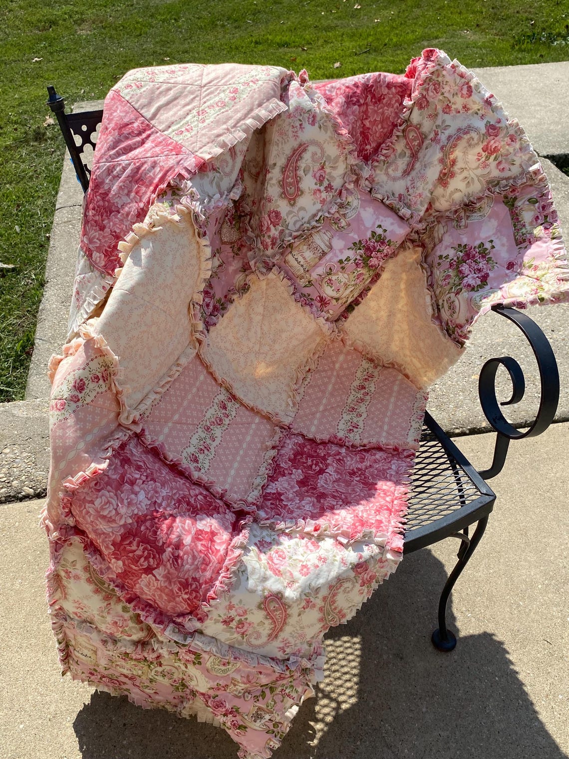 Handmade Pretty in Pink Rag Quilt - Etsy