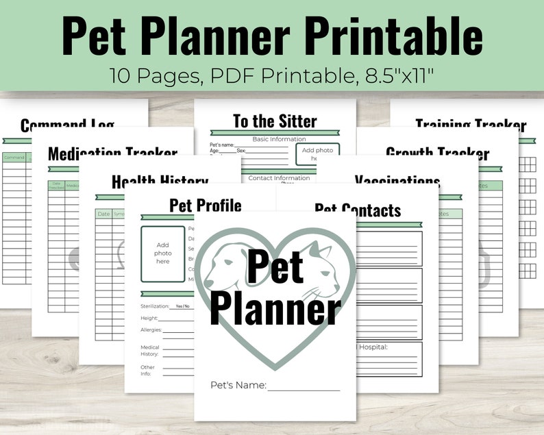 Pet Planner Printable Available in 4 Colors| Pet Binder, Pet Organizer ...
