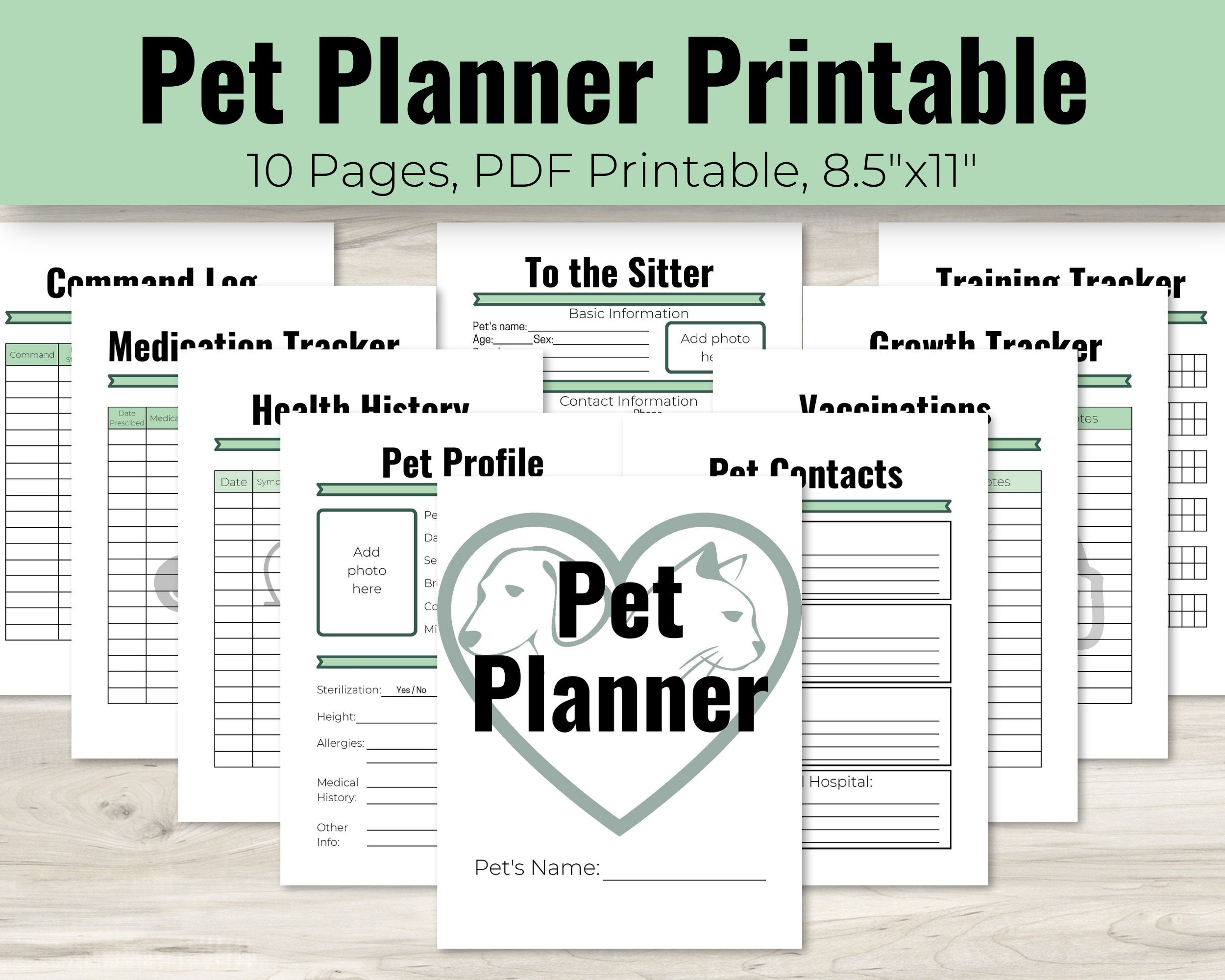 Pet Planner Printable Available in 4 Colors| Pet Binder, Pet Organizer ...