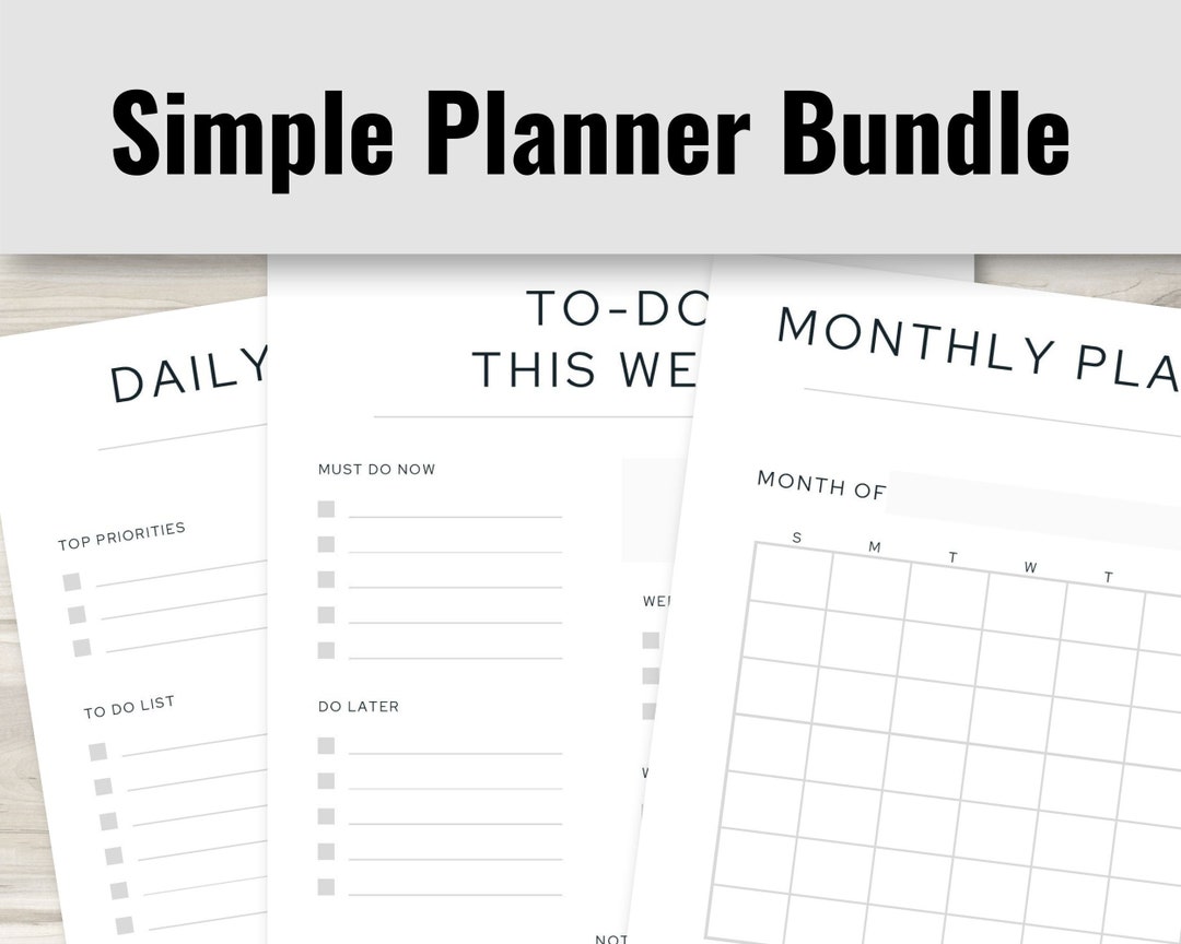 Simple Planner Bundle | Daily, Weekly, Monthly and Yearly Planners and ...