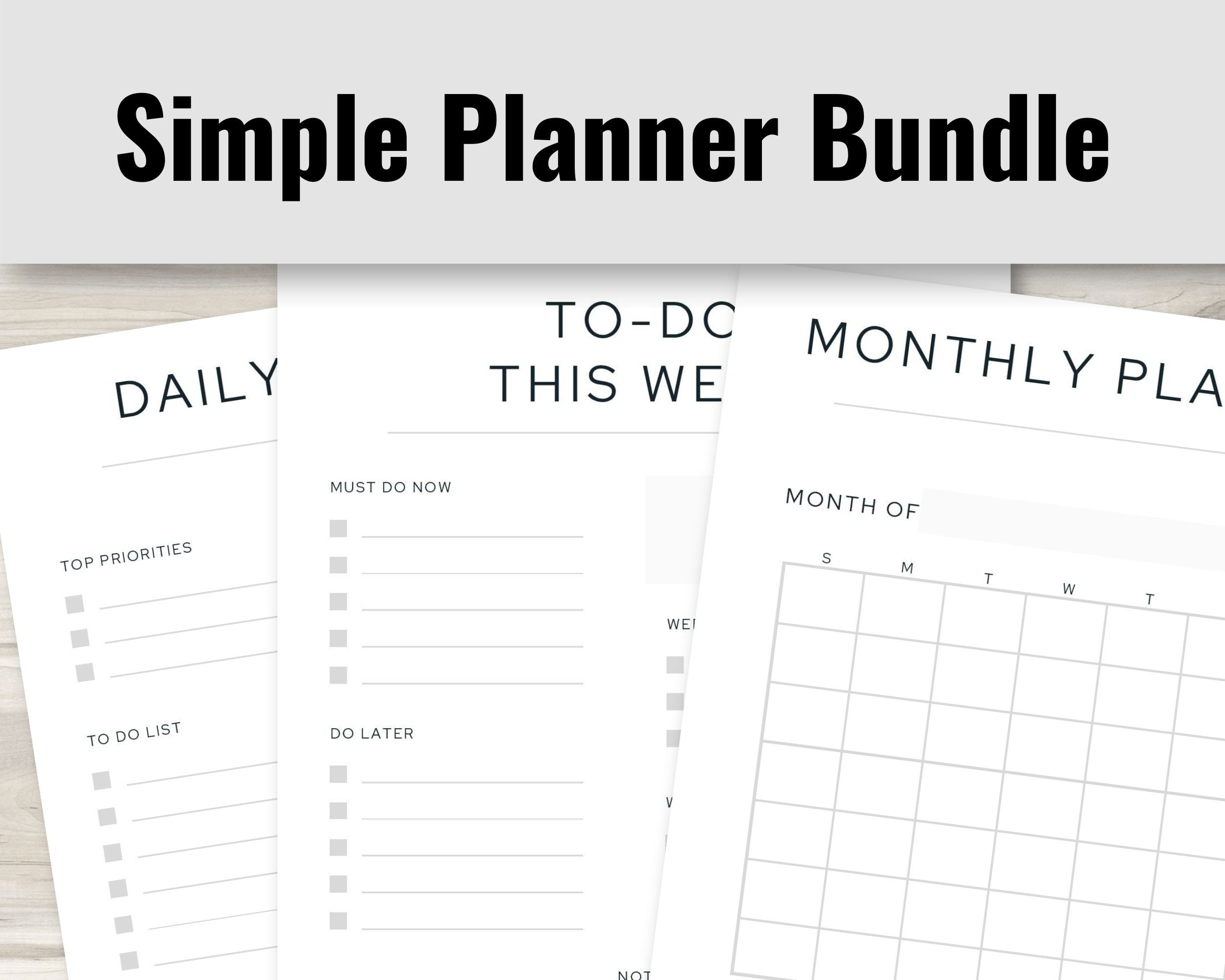 Simple Planner Bundle | Daily, Weekly, Monthly and Yearly Planners and ...