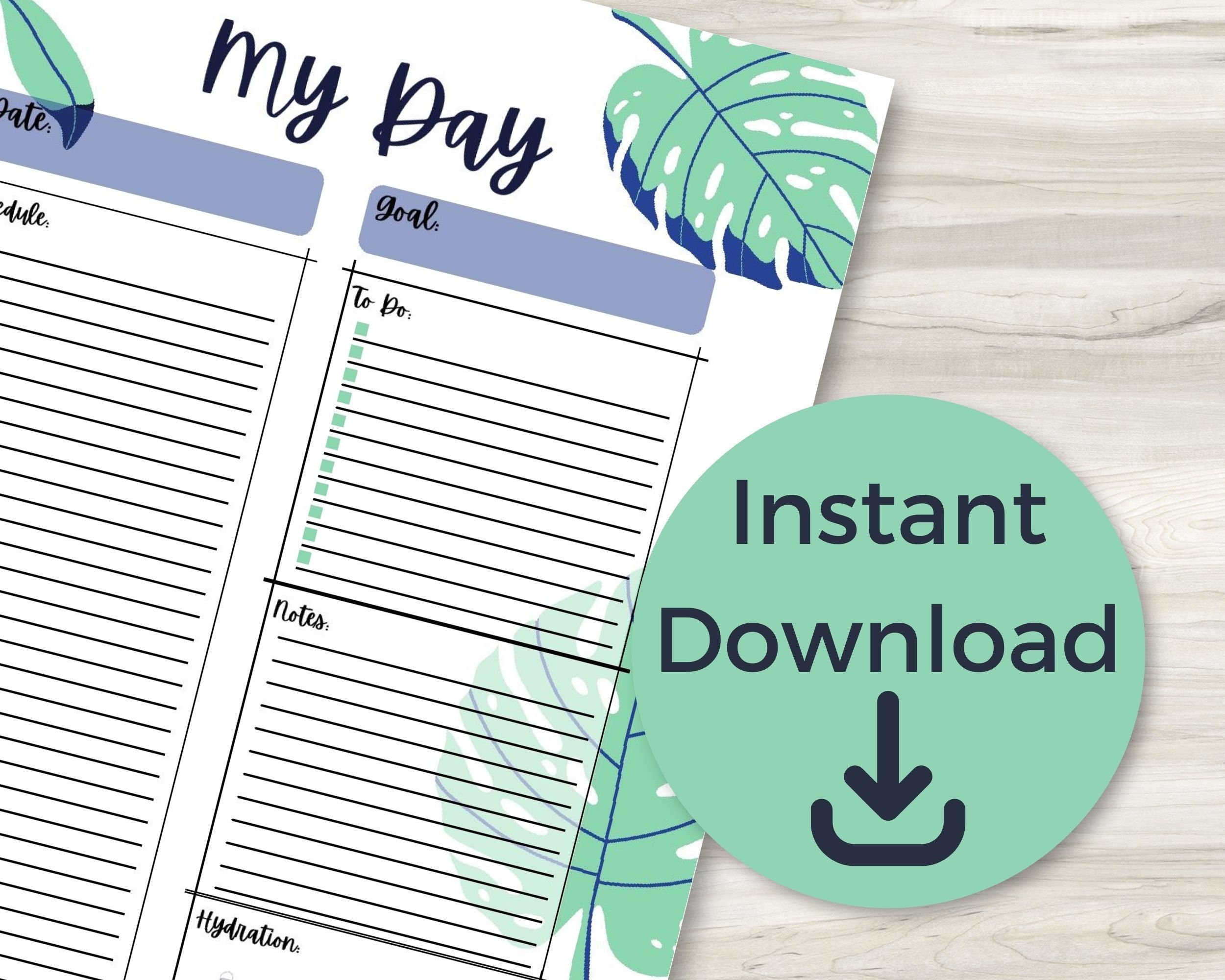 Daily Planner Printable Leafy Style, Daily Schedule, To-do List ...