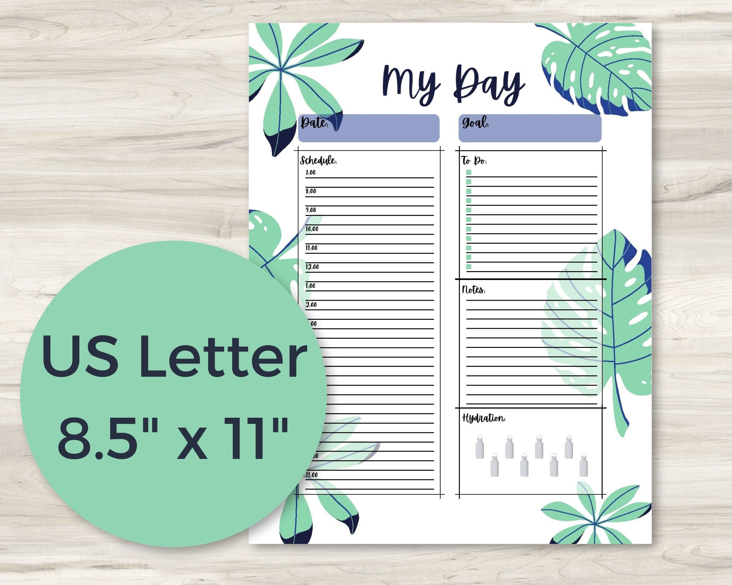 Daily Planner Printable | Leafy Style, Daily Schedule, To-do List ...