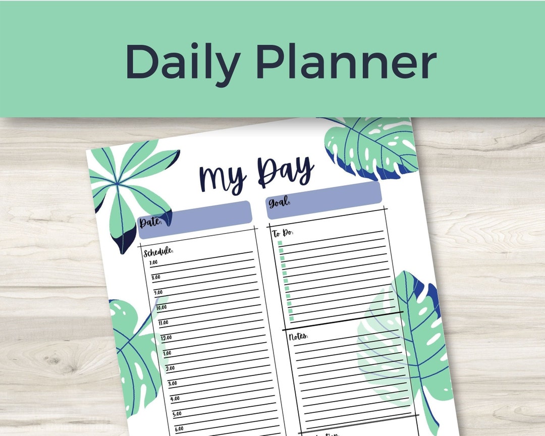 Daily Planner Printable | Leafy Style, Daily Schedule, To-do List ...