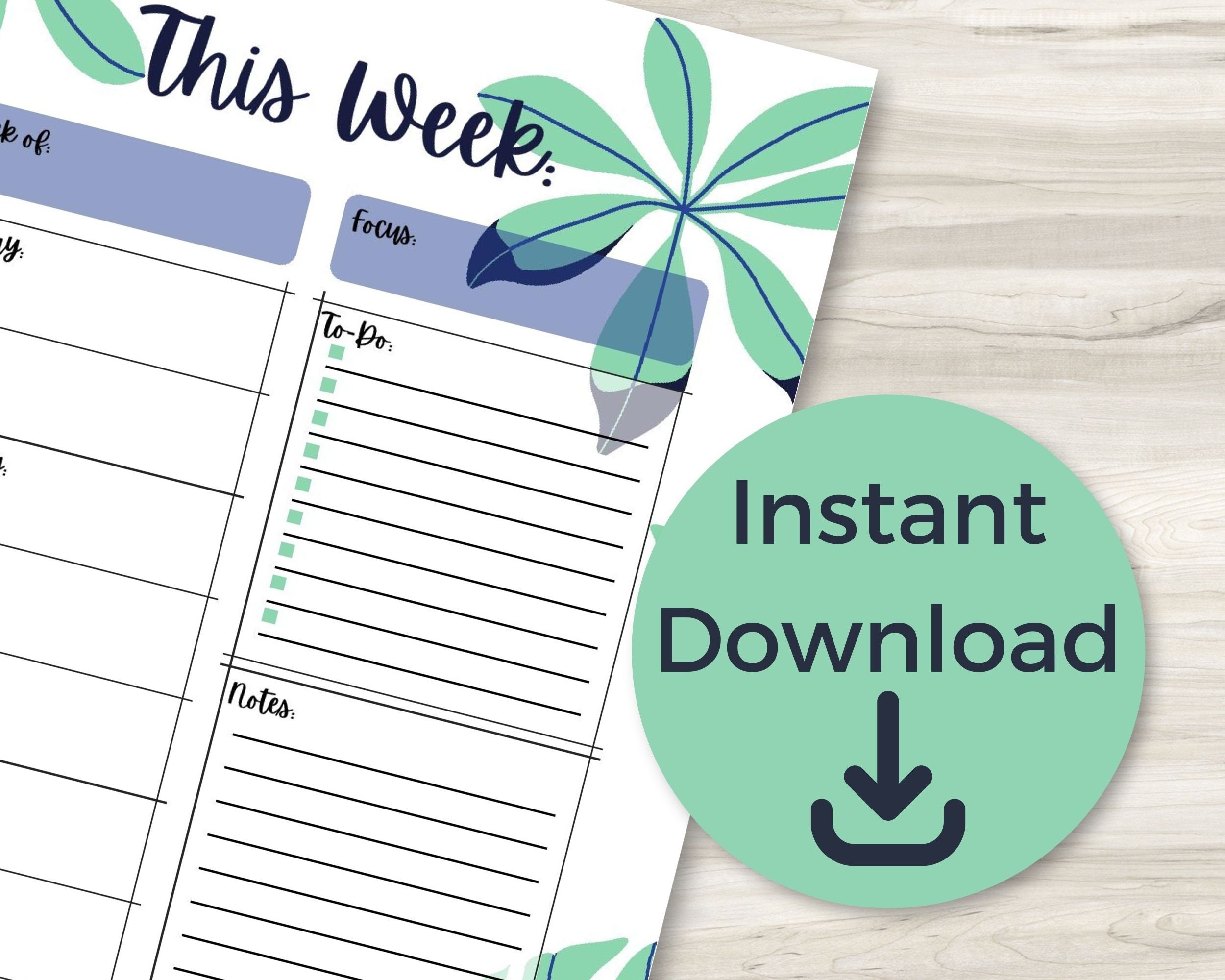 Weekly Planner Printable | Leafy Style, Weekly Schedule, To-do List ...