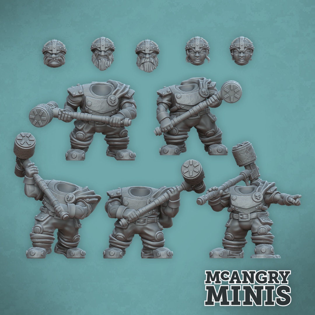 Dwarven Guard: Headbasher Elite Squad (5 Minis) - Etsy
