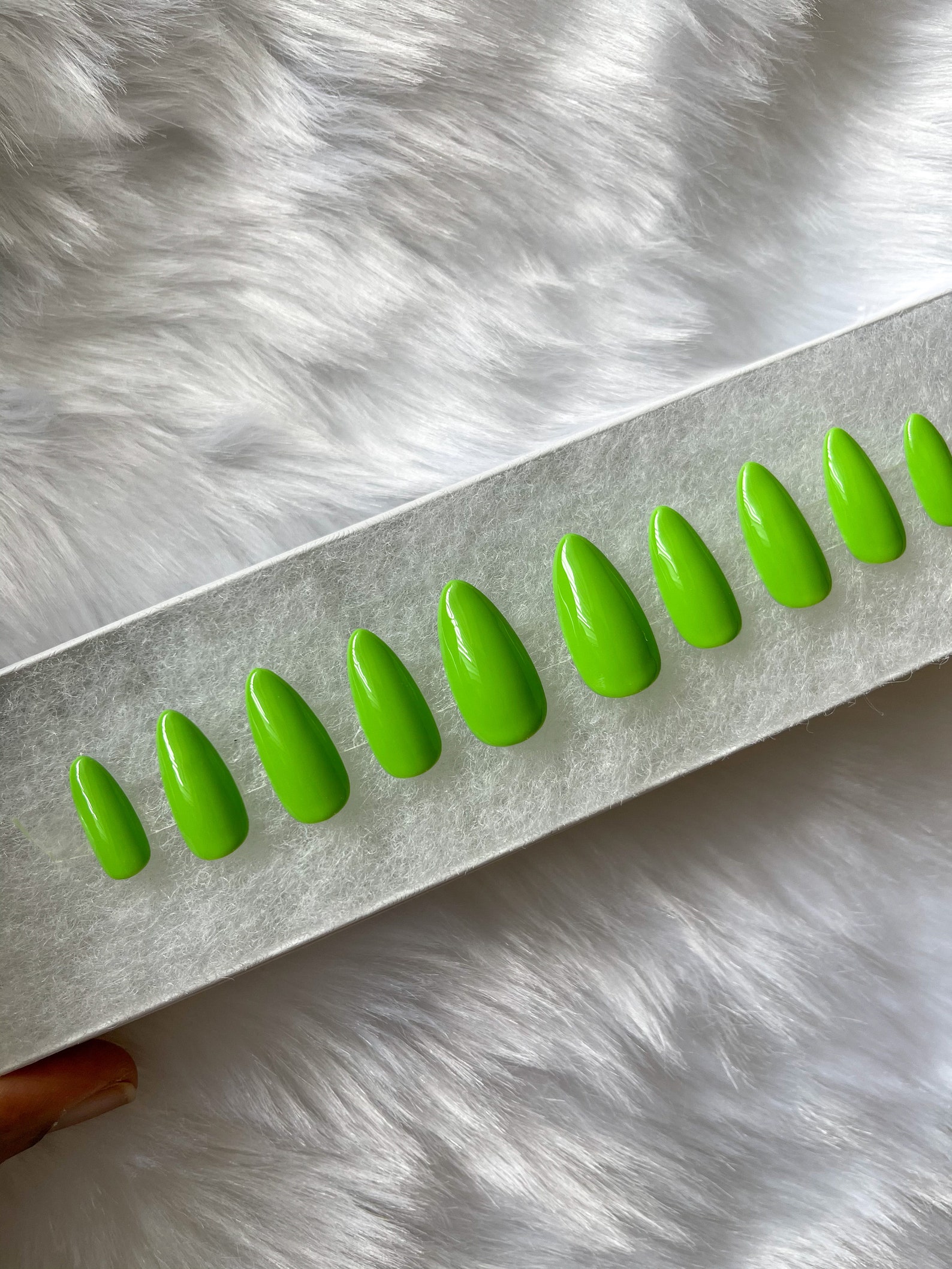 Press on Nails Green Nails Apres Gelx Nails Almond Nails Luxury Press ...