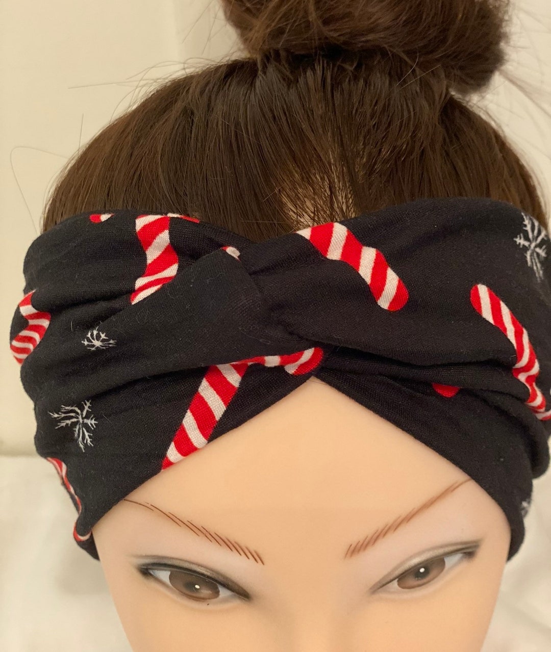 Snowflakes and Candy Canes Wide Turban Headband | Christmas Headband ...