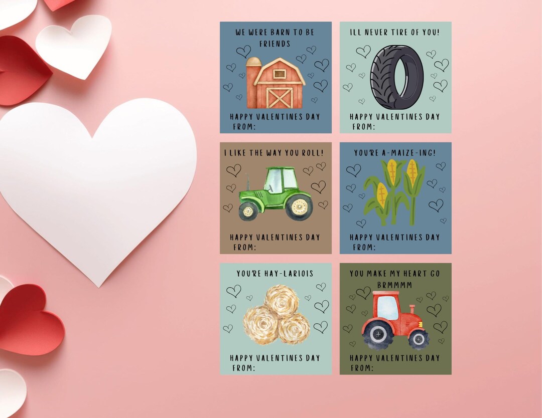 Farm Valentine Cards for Kids – Printable Cards – Digital Download - Etsy