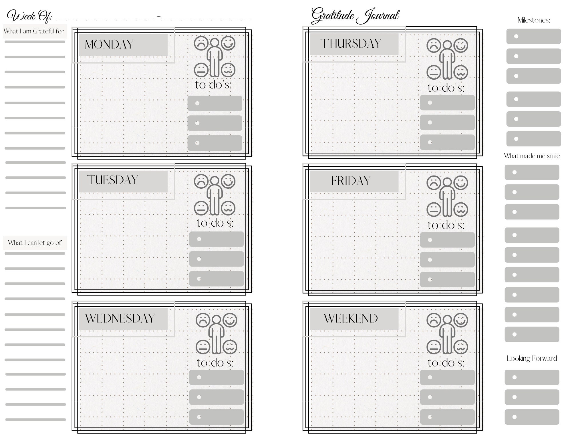 Positivity and Gratitude Daily Journal Page Printable Planner - Etsy