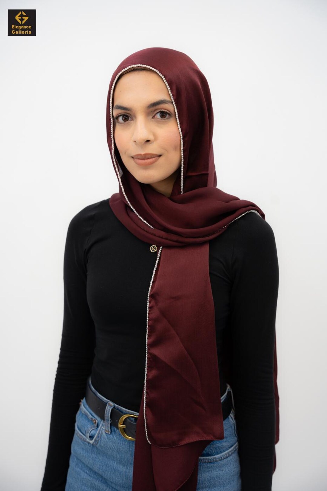 EG Silver Rhinestone Hijab - Elegant Hijabs for Wedding | Stylish Hijab ...