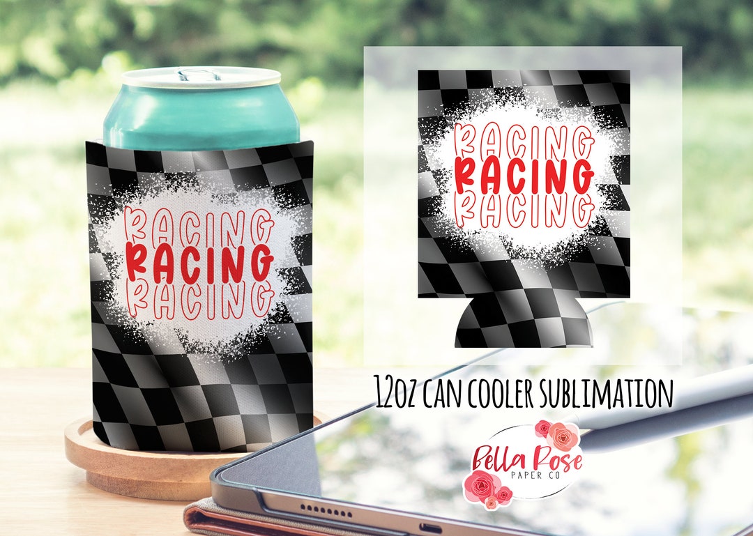 Racing Checkered Flag Can Cooler 12oz Digital Design for Sublimation ...