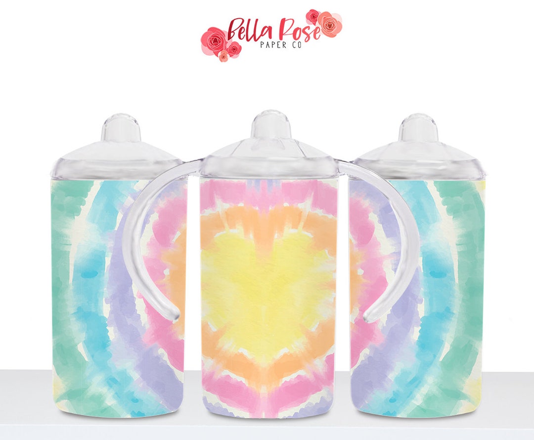 Tie Dye Heart 12oz Kids Sippy Cup Digital Design for Sublimation, 12 Oz ...