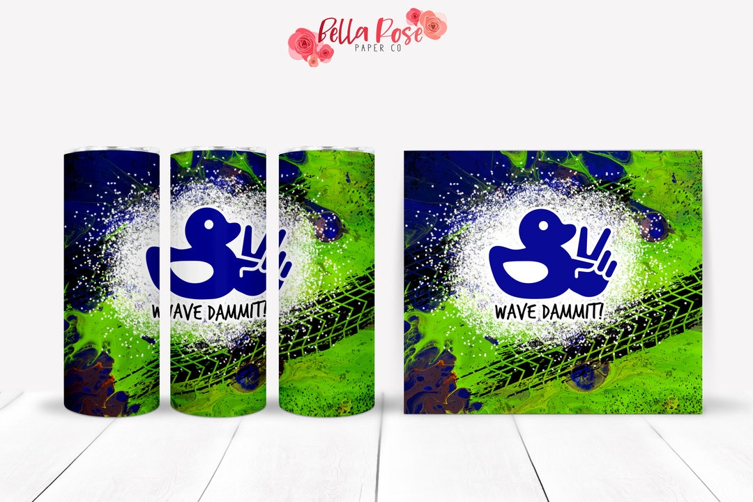 Blue & Green Duck Wave Dammit 20oz Skinny Tumbler Digital Design for ...