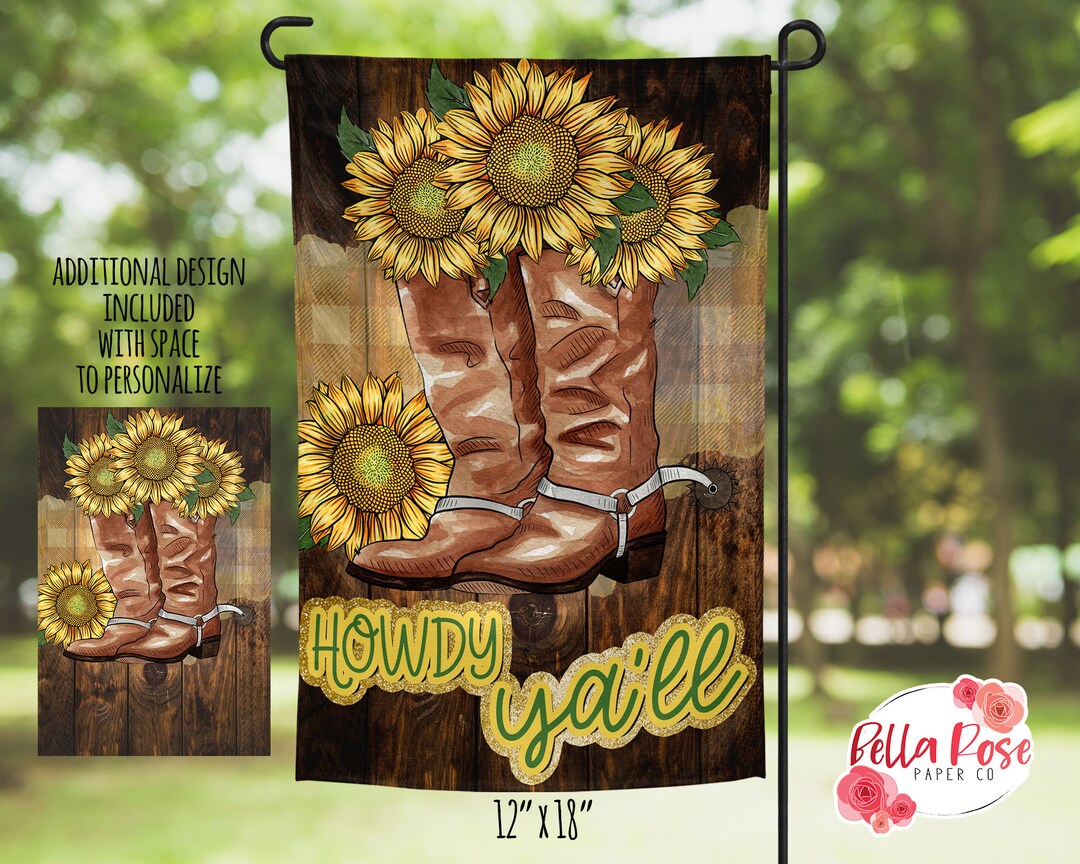 Howdy Ya'll Sunflower Farmhouse Garden Flag 12" X 18" DIGITAL Design ...