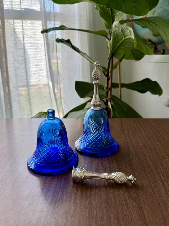 Vintage Blue Fostoria Avon Perfume Bottles Gem