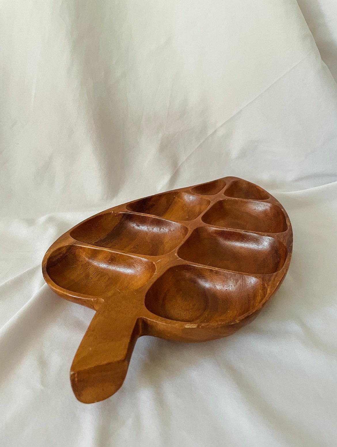 Vintage Monkey Pod Bowl With Dividers - Etsy