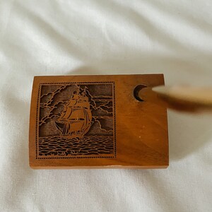 Vintage Wooden Pen Holder With Ship Carved Into Base - Etsy