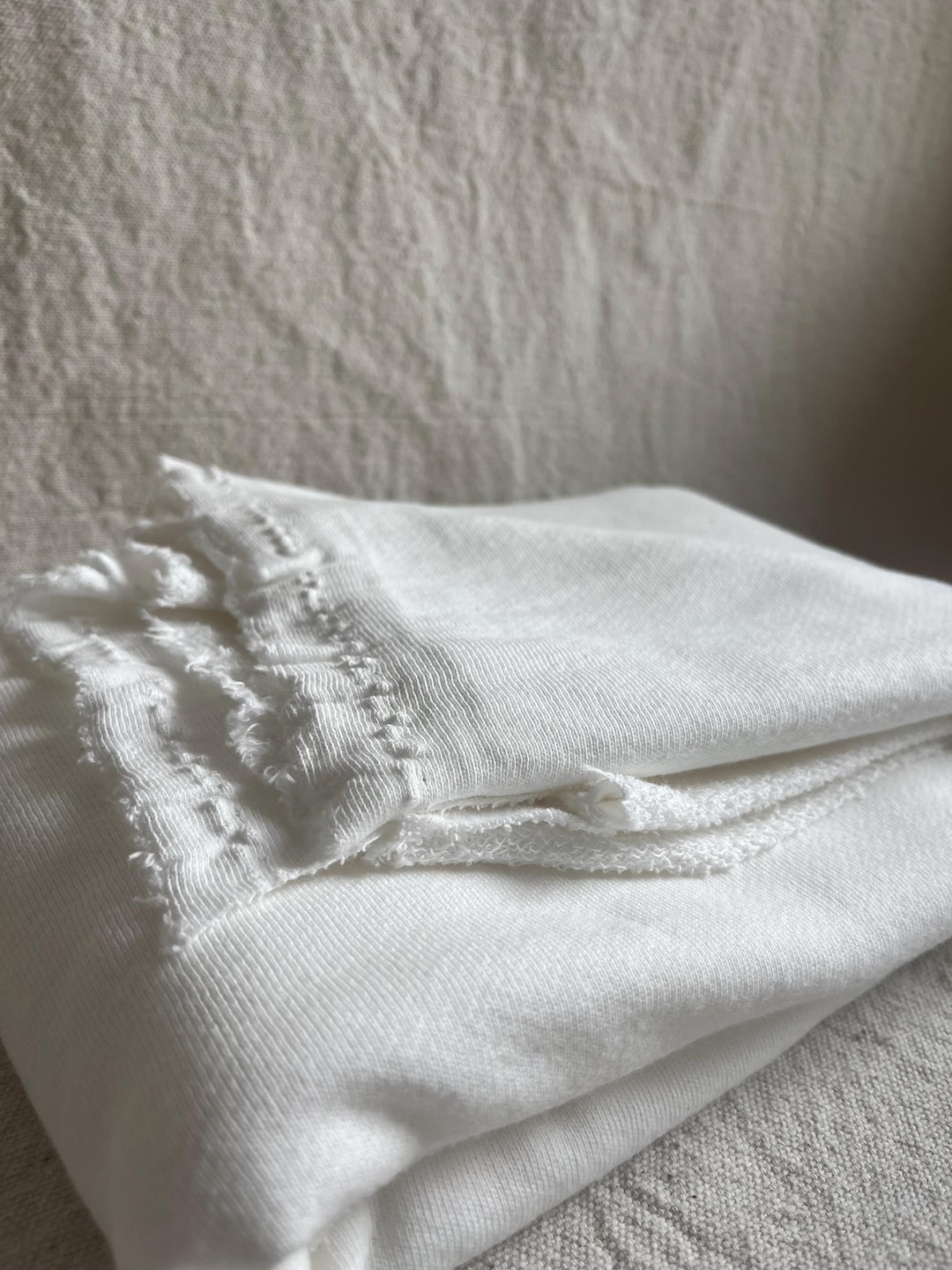 Organic Large Loop French Terry Fabric in White American Milled Cotton ...